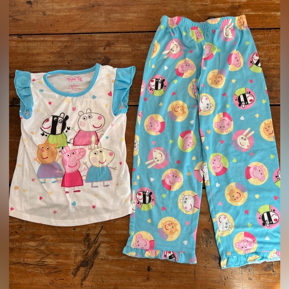 Peppa Pig | Pajamas | Peppa Pig White And Blue Pajama Set Size 4 | Poshmark